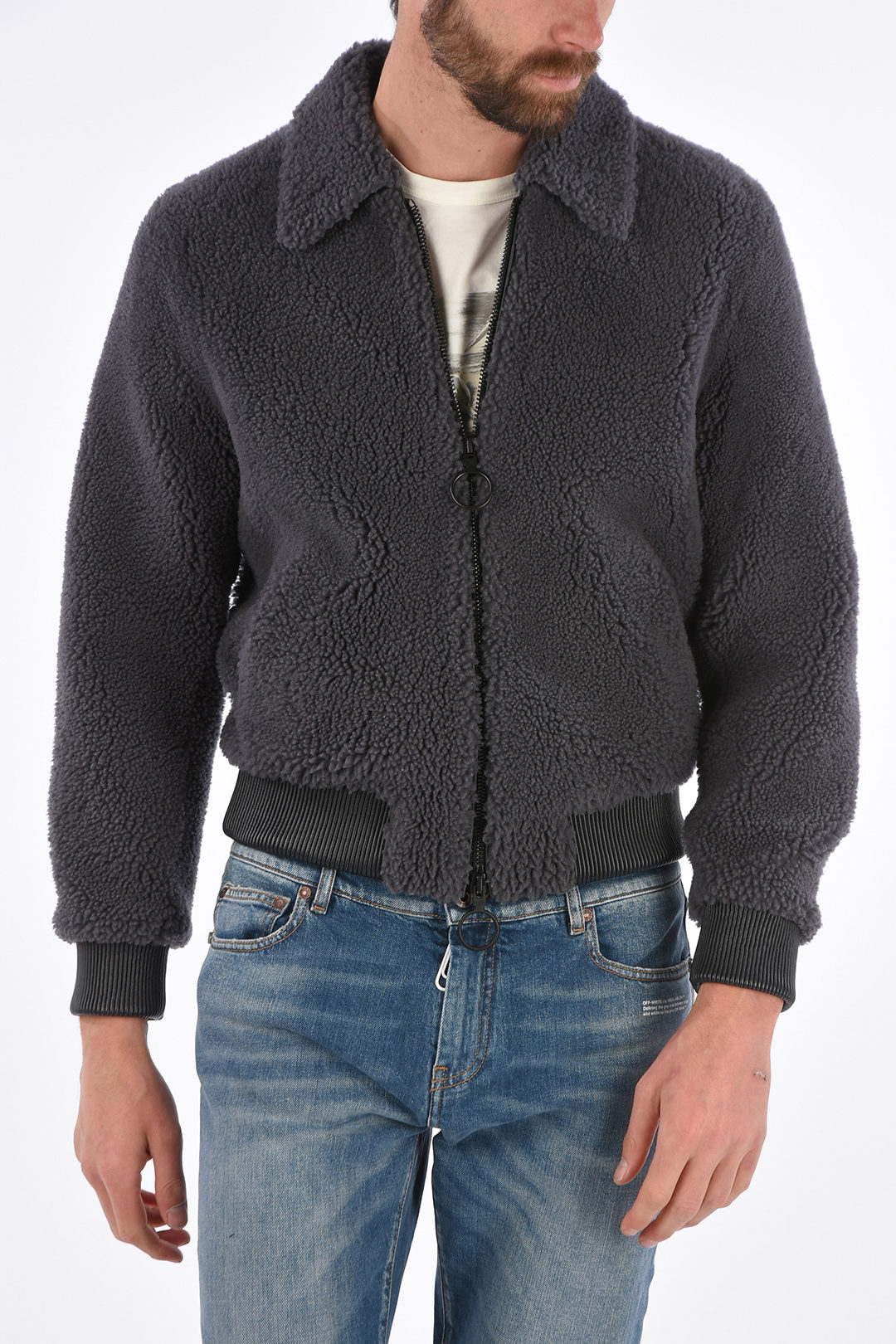 Off-White Full Zip Fur Bomber men - Glamood Outlet