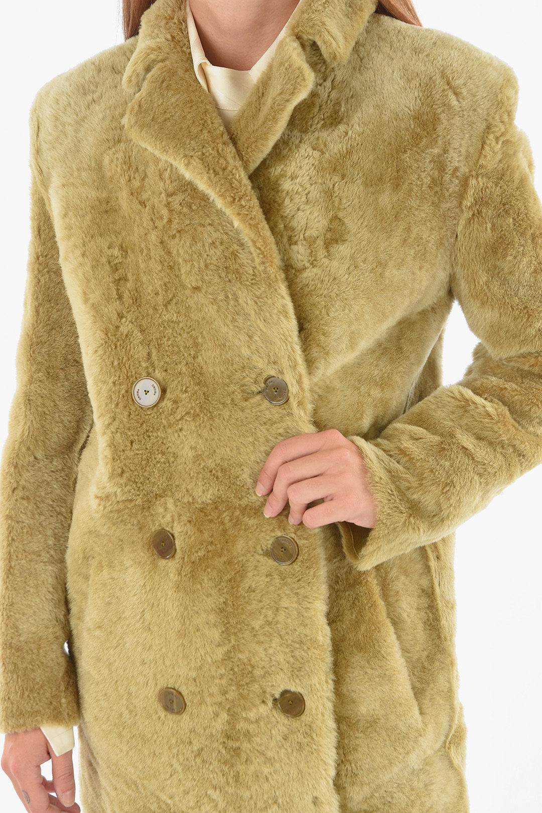 DROMe Furred Double-breasted Shearling Coat women - Glamood Outlet