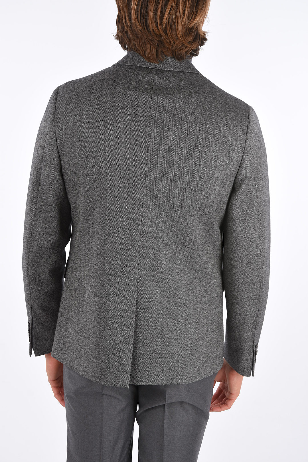 Prada giacca a 2 bottoni plain herringbone uno spacco revers classico ...