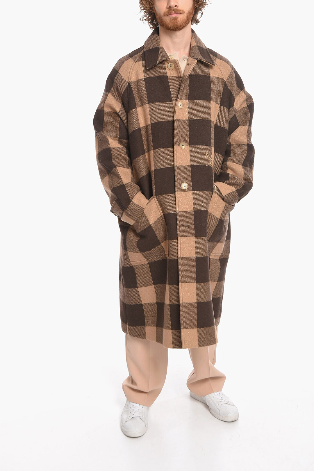 Palm Angels Gingham Check Wool Blend Coat men - Glamood Outlet