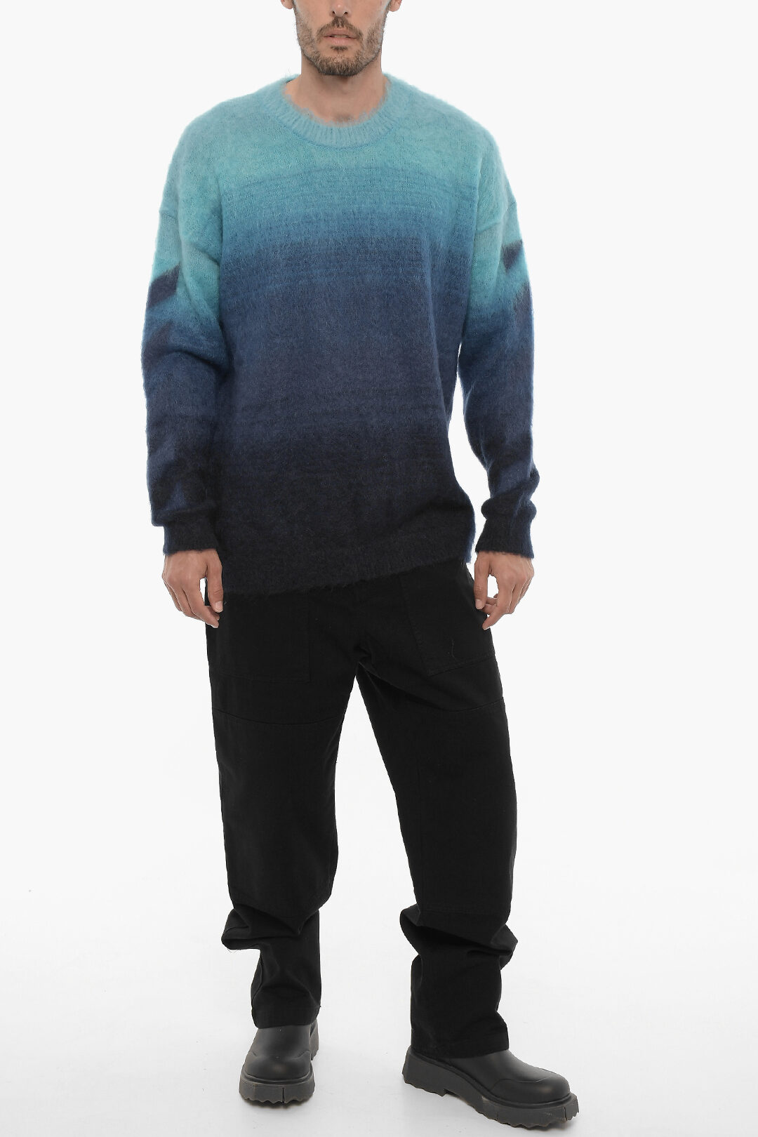 Off-White Gradient Effect Fuzzy Crew-neck Sweater men - Glamood Outlet