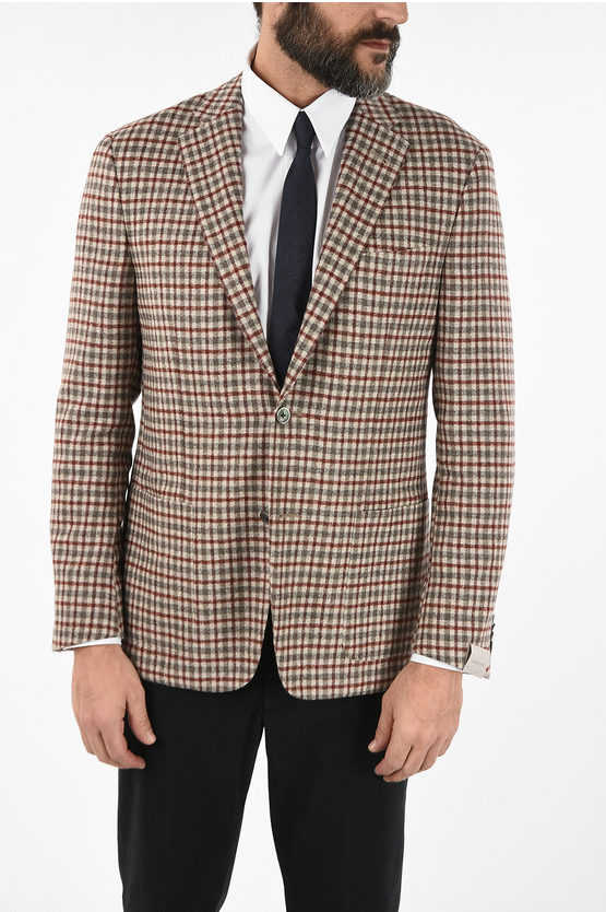 Corneliani gun club check drop 6R side vent patch pocket 2-button GATE ...