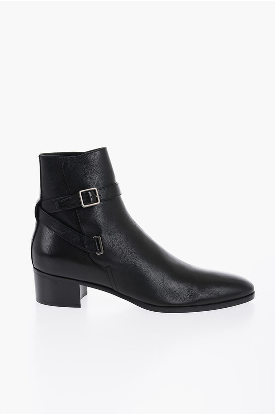 Saint Laurent Hammered Leather DORIAN Boots With Buckle Detail men ...