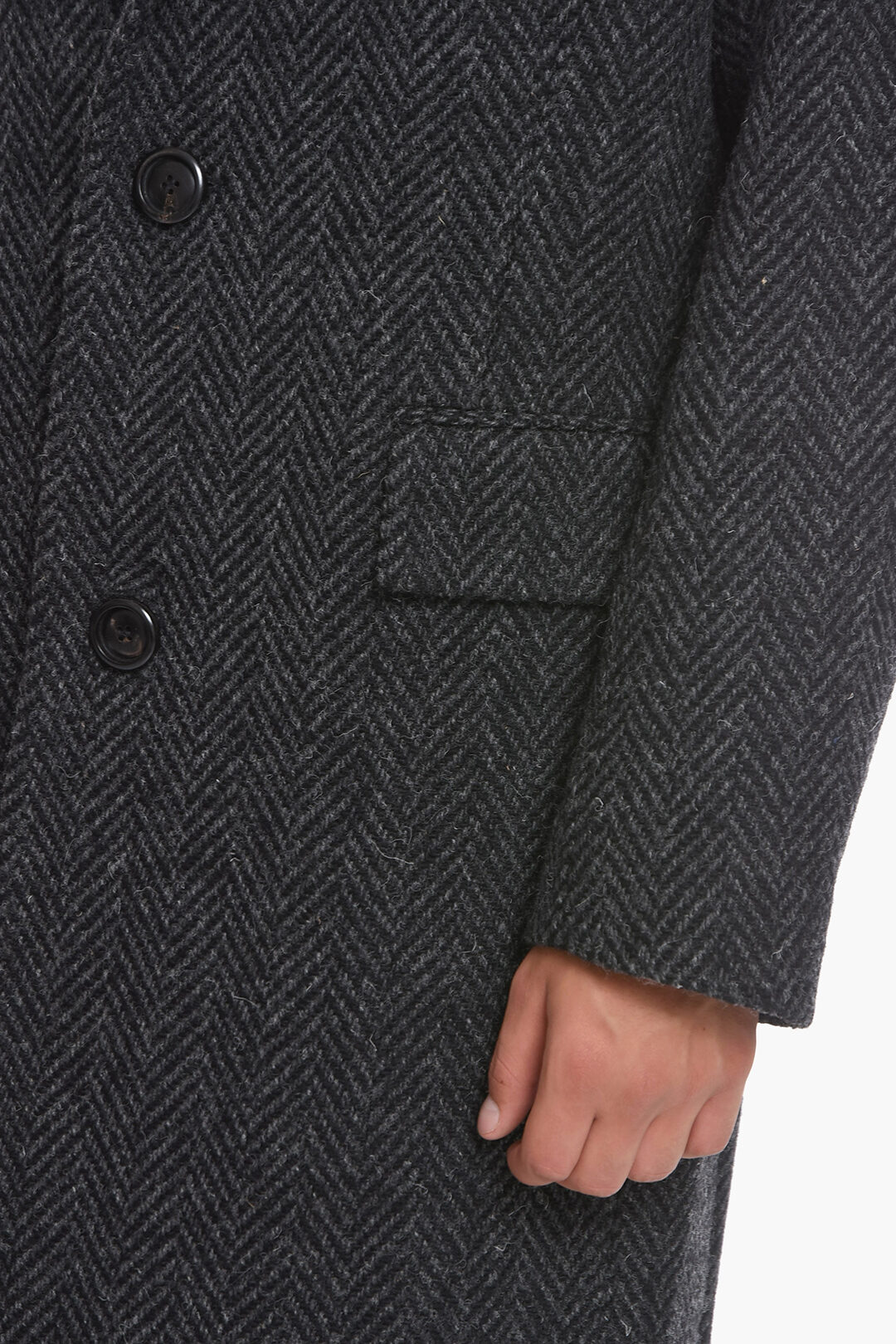 Ami Alexandre Mattiussi Herringbone Wool Coat with Breast-pocket men ...