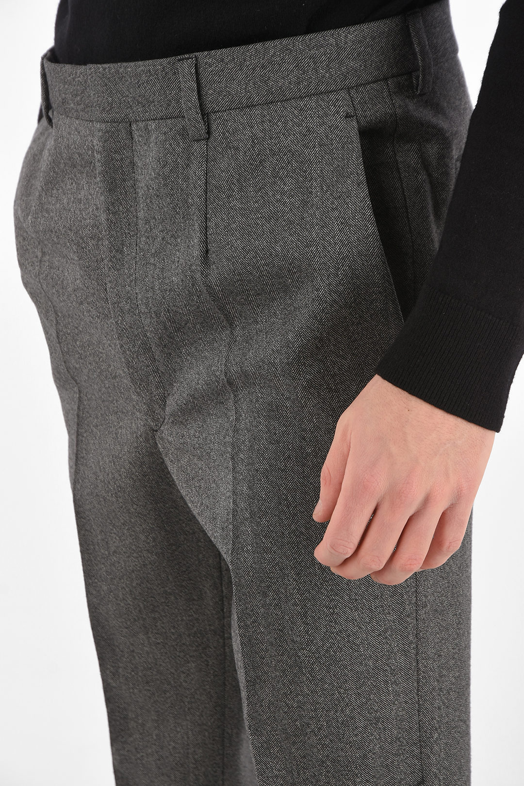 Prada Herringbone Wool Pants with Removable Spats men - Glamood Outlet