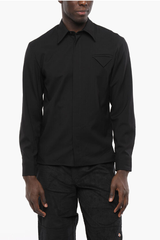 Bottega Veneta Hidden Buttoning Wool Shirt with Breast-pocket men ...