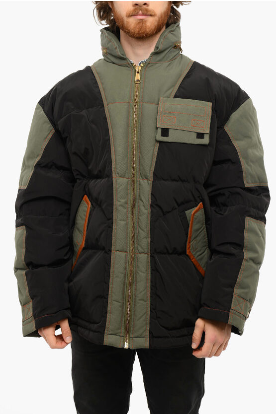 Diesel Hidden Hood Padded W-TYPE2 Puffer Jacket With Contrasting Seams ...