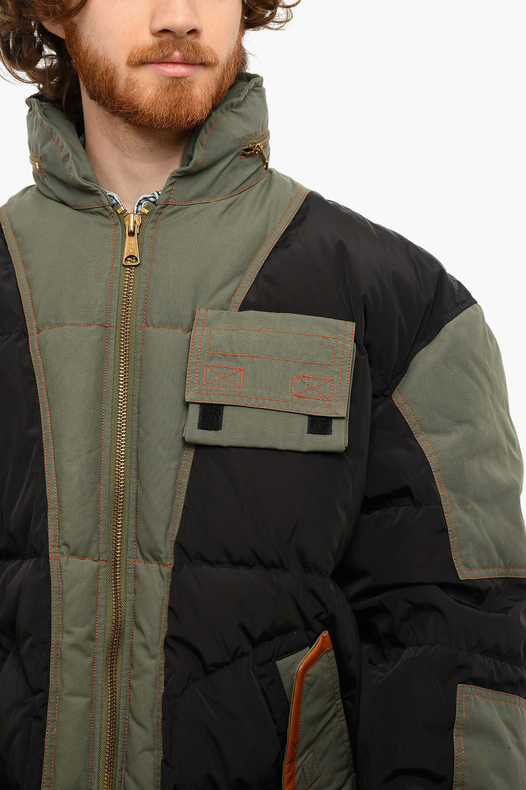 Diesel Hidden Hood Padded W-TYPE2 Puffer Jacket With Contrasting Seams ...
