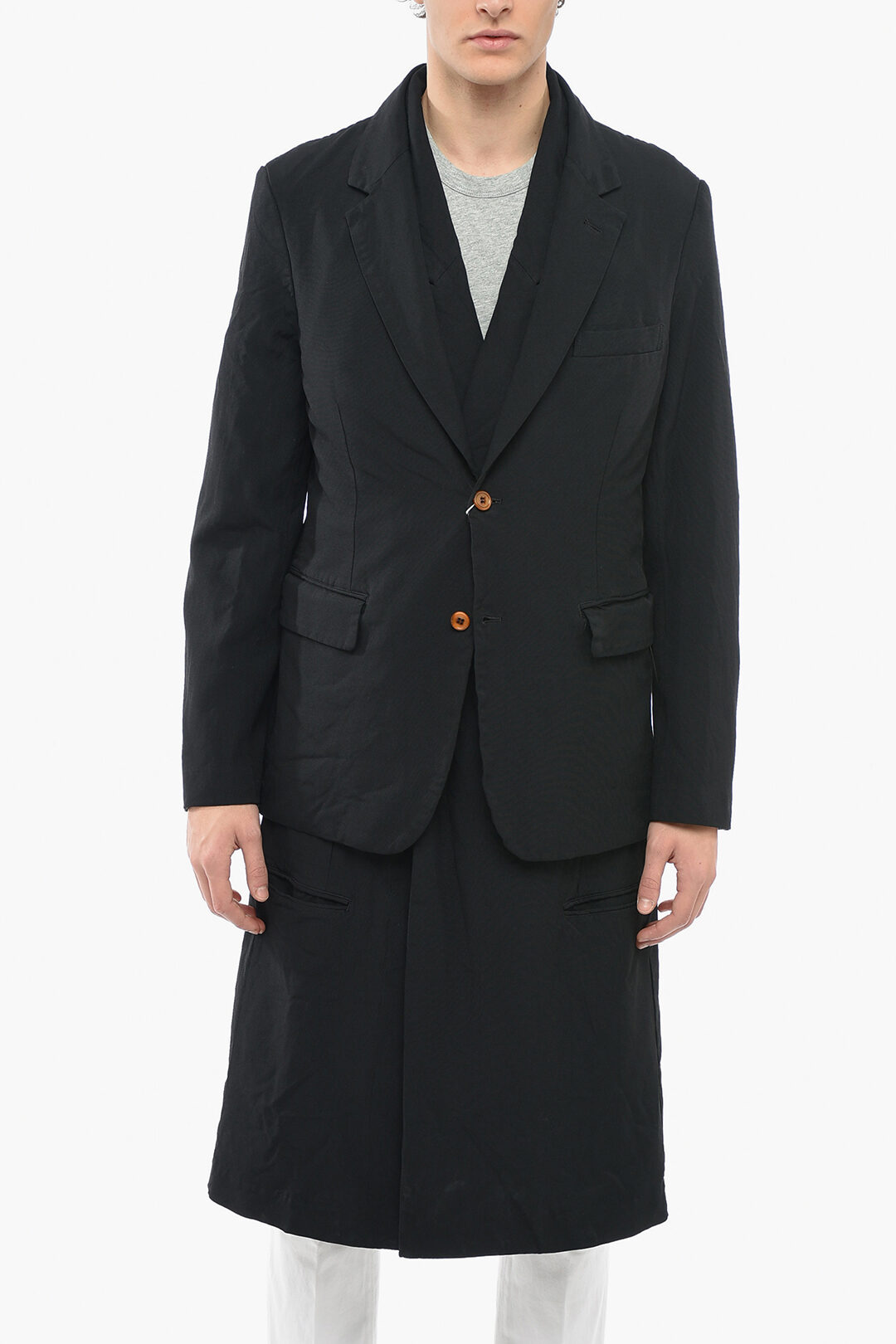 Comme Des Garçons HOMME PLUS Double-layered Coat with Flap Pockets men ...
