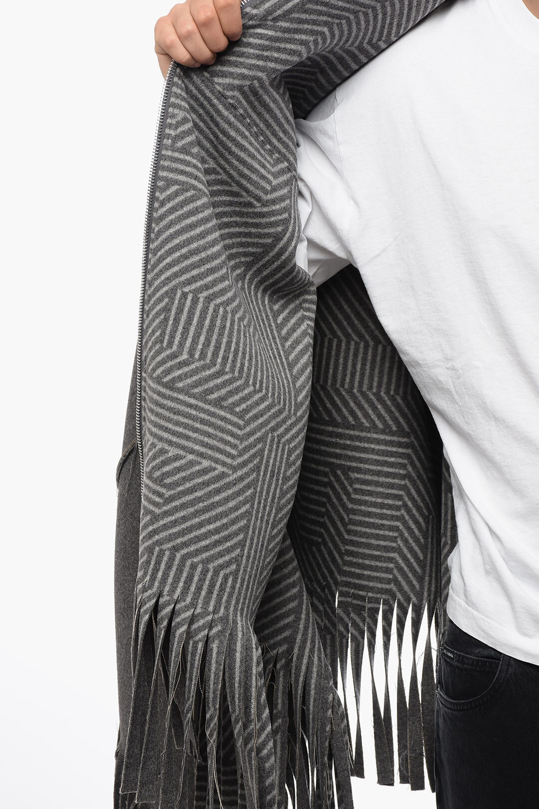 Fendi Hooded Wool Cape With Fringed Bottom men - Glamood Outlet