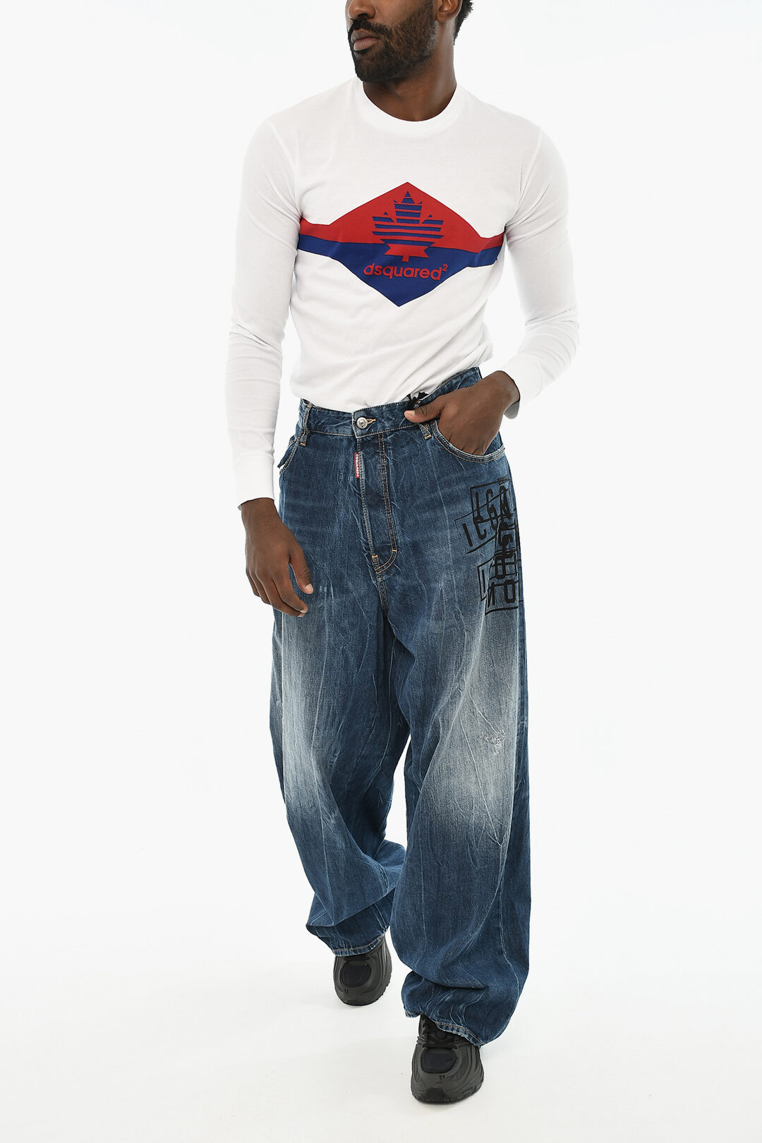 Dsquared2 ICON Jeans Loose Fit a Gamba Ampia uomo - Glamood Outlet
