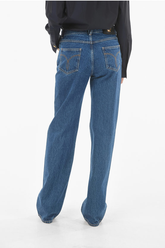 Versace Iconic Greek Printed Denim Flared Jeans with MEDUSA Detail ...