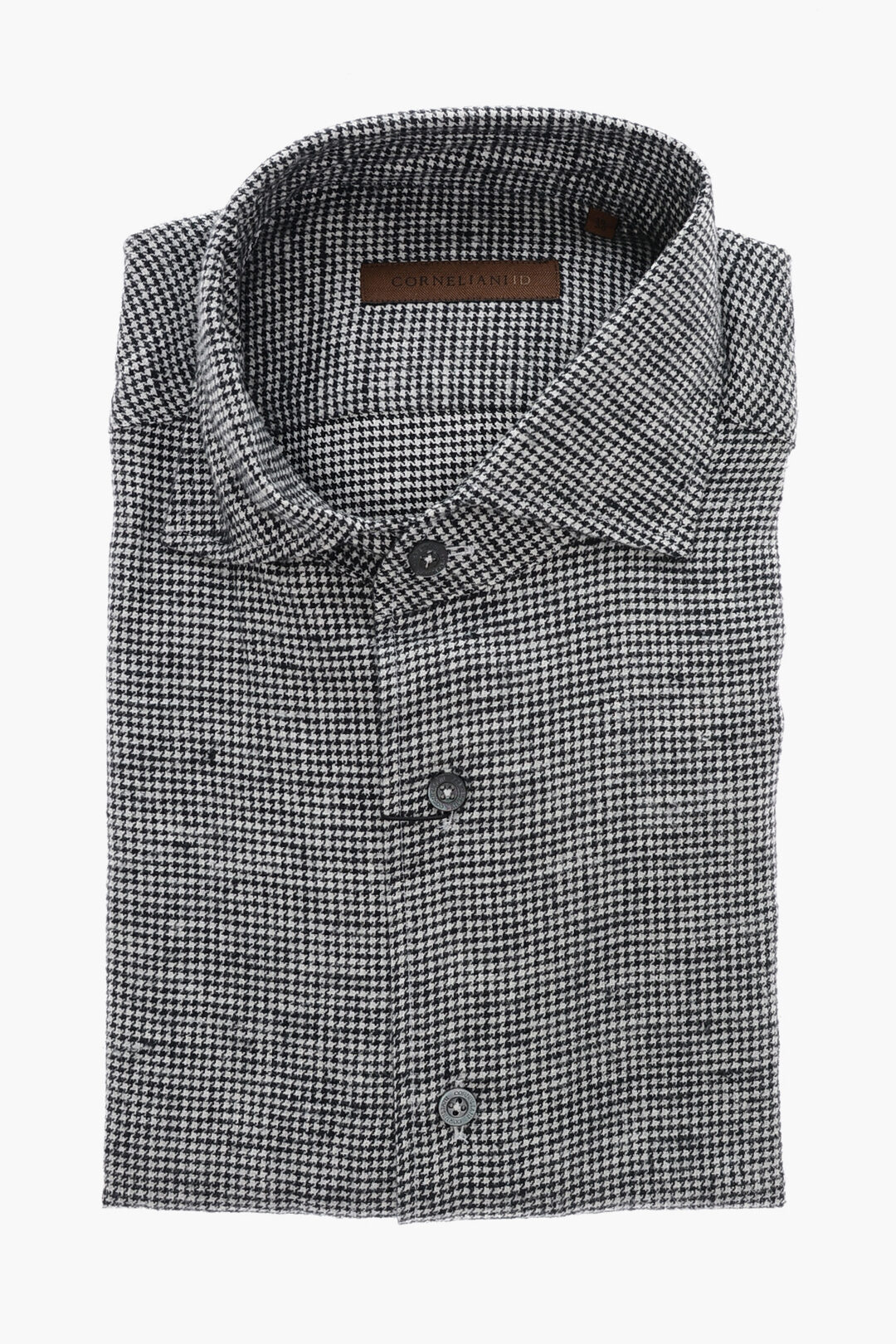 Corneliani ID Houndstooth Linen Flannel Shirt men - Glamood Outlet