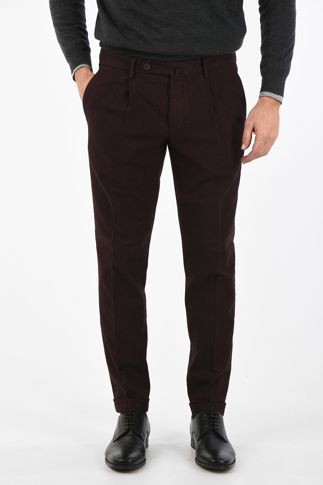 Corneliani ID pantalone ad orlo con risvolto pied-de-poule uomo ...