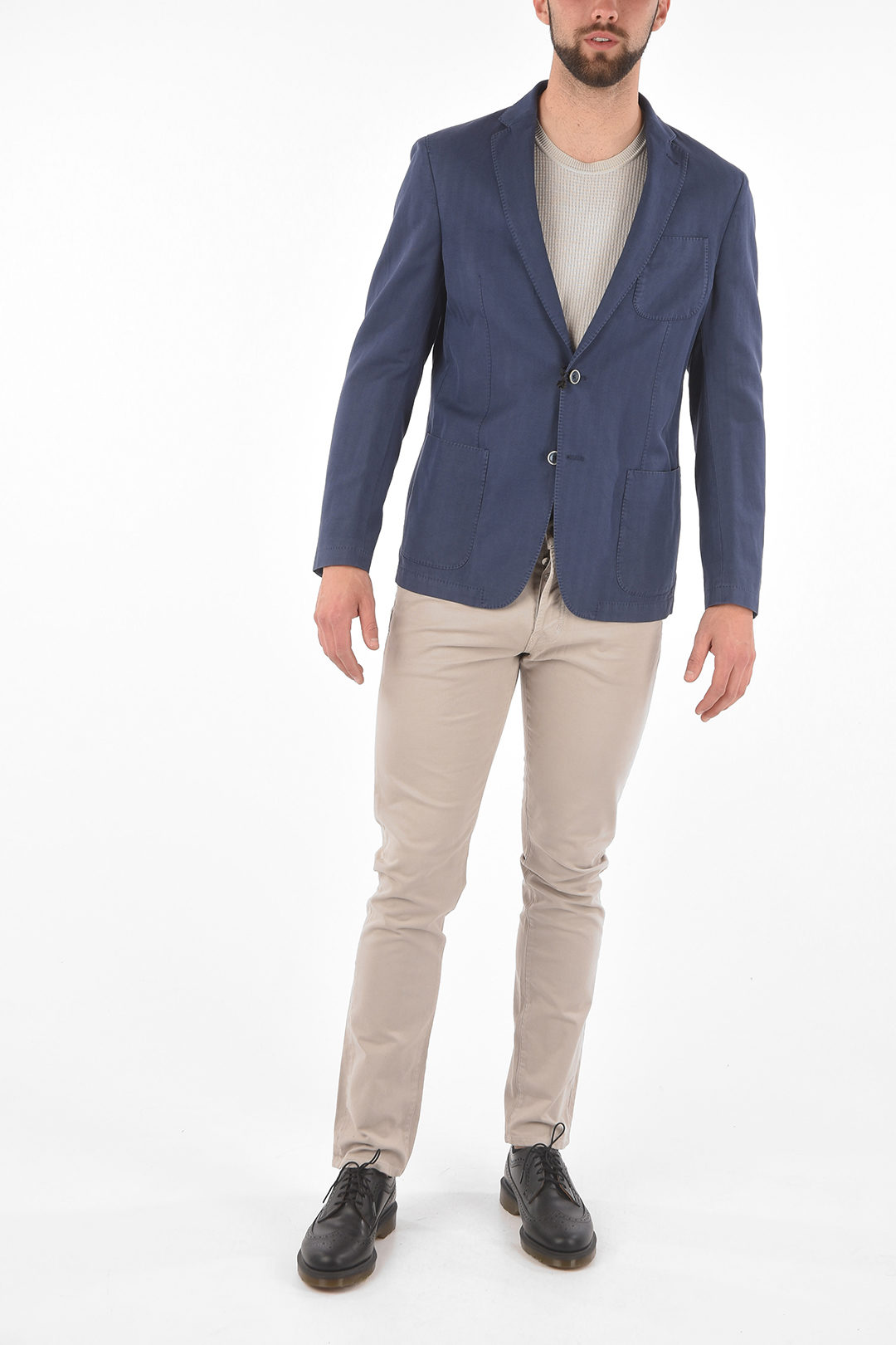 Corneliani ID Patch Pocket Herringbone Fabric Unlined Blazer men ...