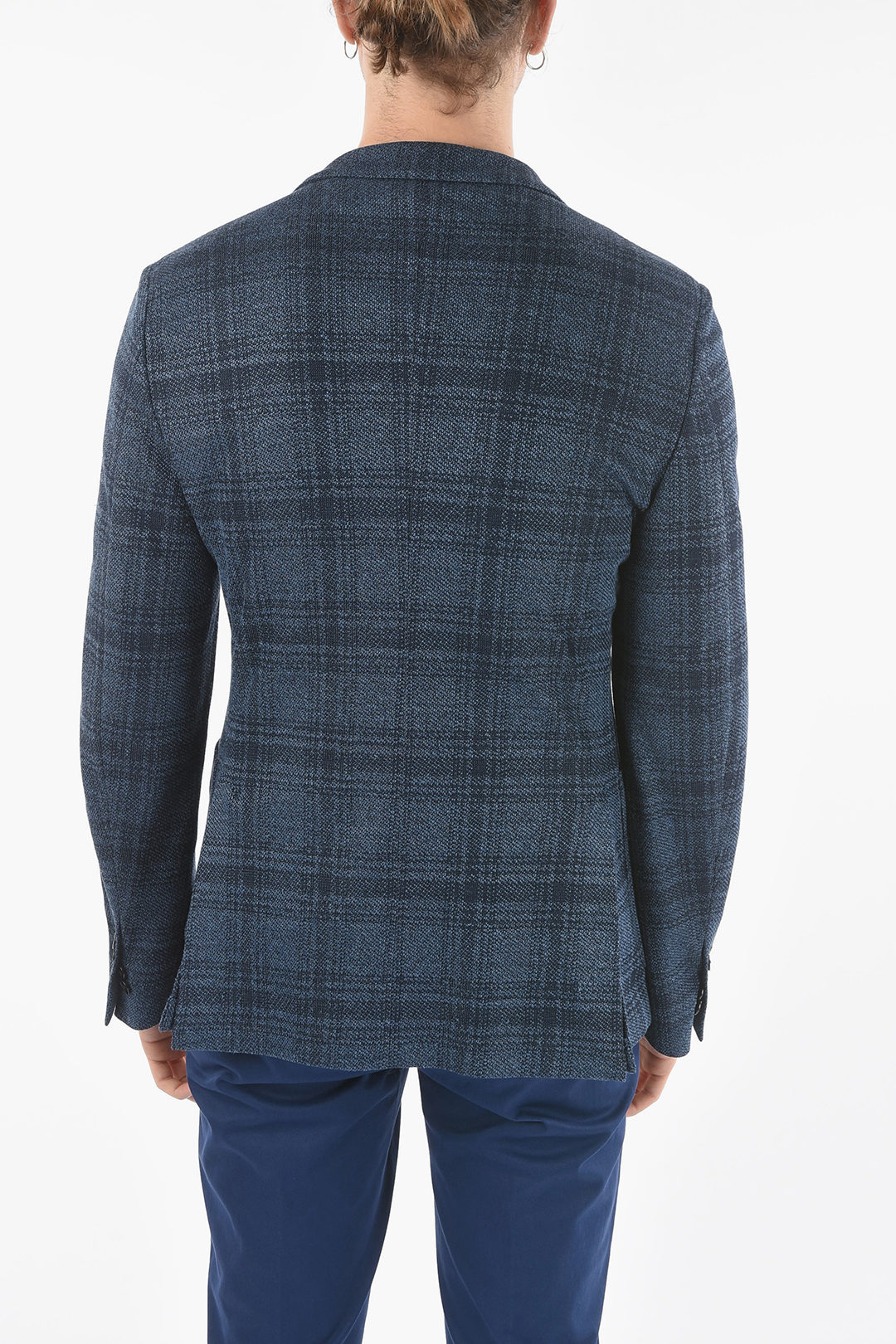 Corneliani ID Plaid motif side vents notch lapel 2-button blazer men ...