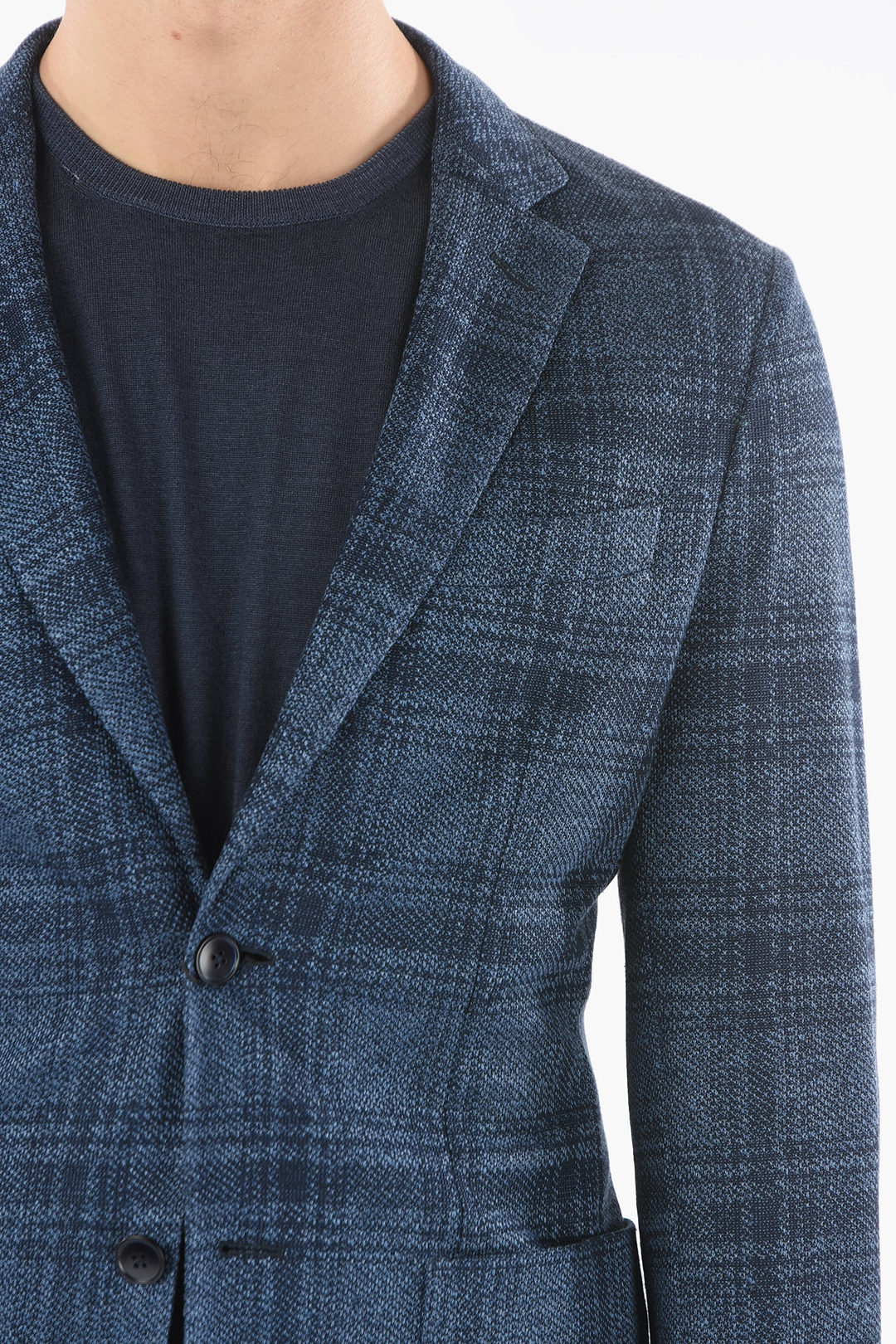Corneliani ID Plaid motif side vents notch lapel 2-button blazer men ...