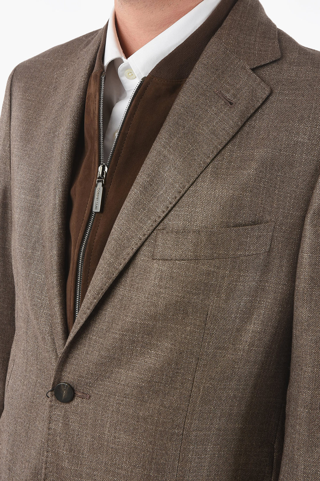 Corneliani ID Solid Color Blazer with Removable Chest Piece men ...