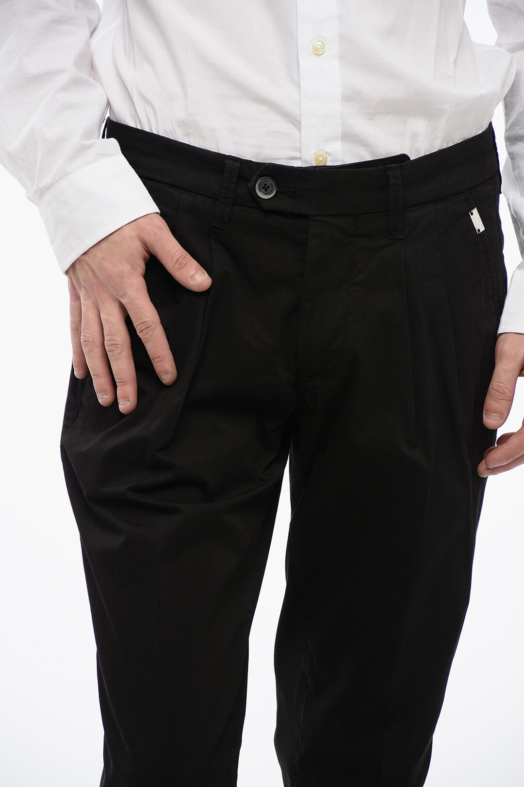 Corneliani ID Stretch Cotton Chinos Pants with Flap Back Pockets men ...