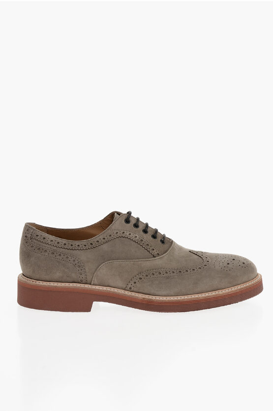 Corneliani ID Suede Full Brogues Oxford Shoes with Vibram Sole men ...