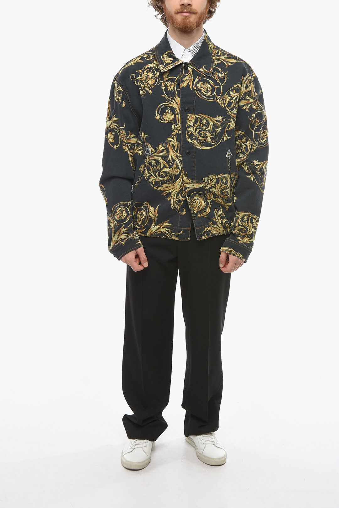Versace JEANS COUTURE Denim Jacket with BAROCCO Print men - Glamood Outlet