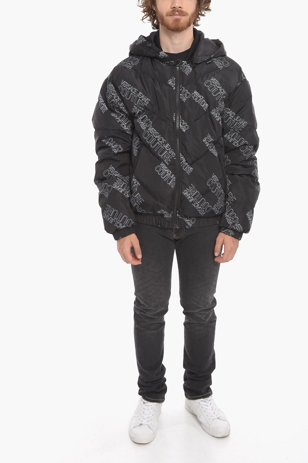 Versace JEANS COUTURE Reversible Down Jacket with Logo Print Versace JEANS COUTURE Reversible Down Jacket with Logo Print