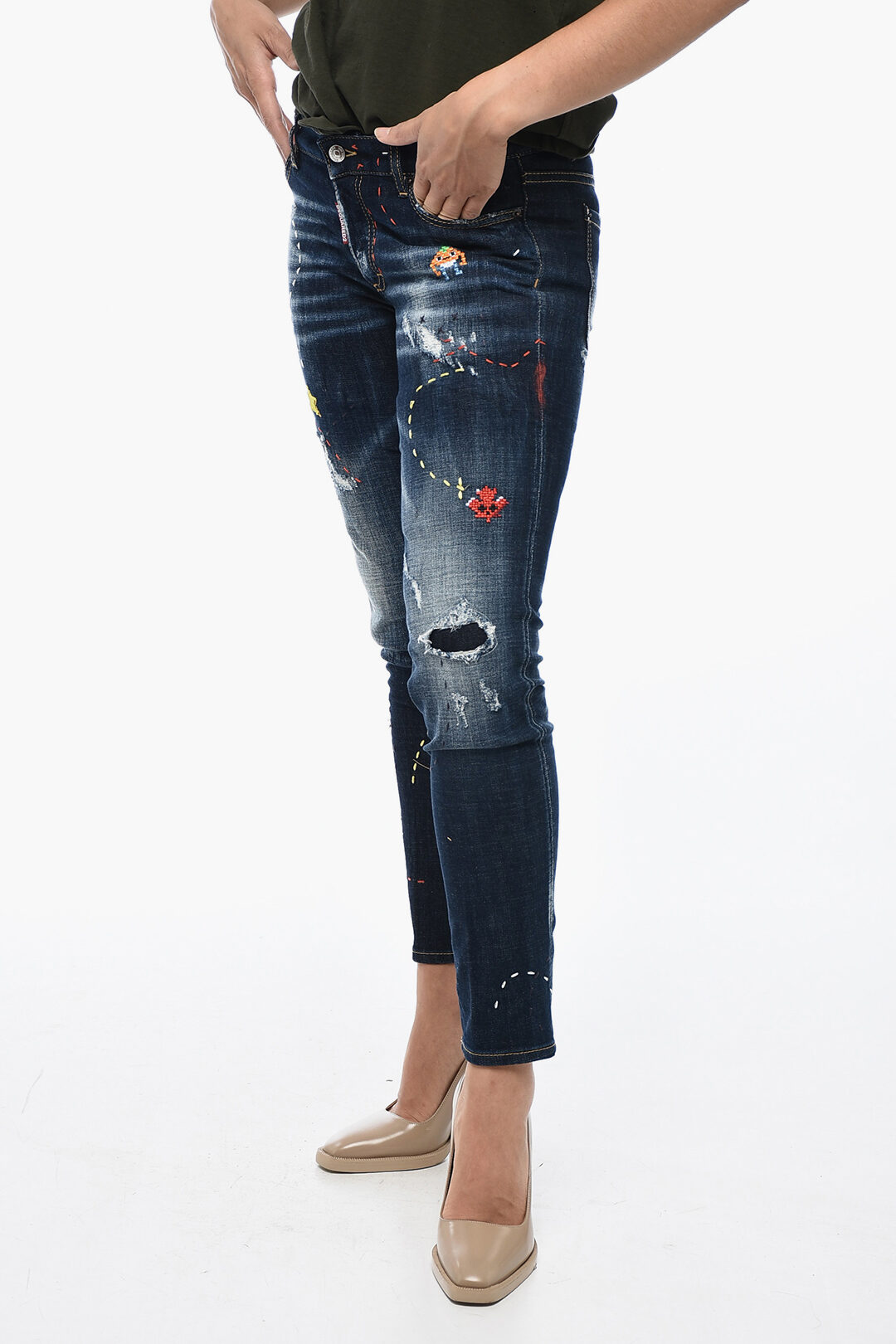 Dsquared2 Jeans Skinny Monster Maze con Ricami 14,5cm donna - Glamood ...