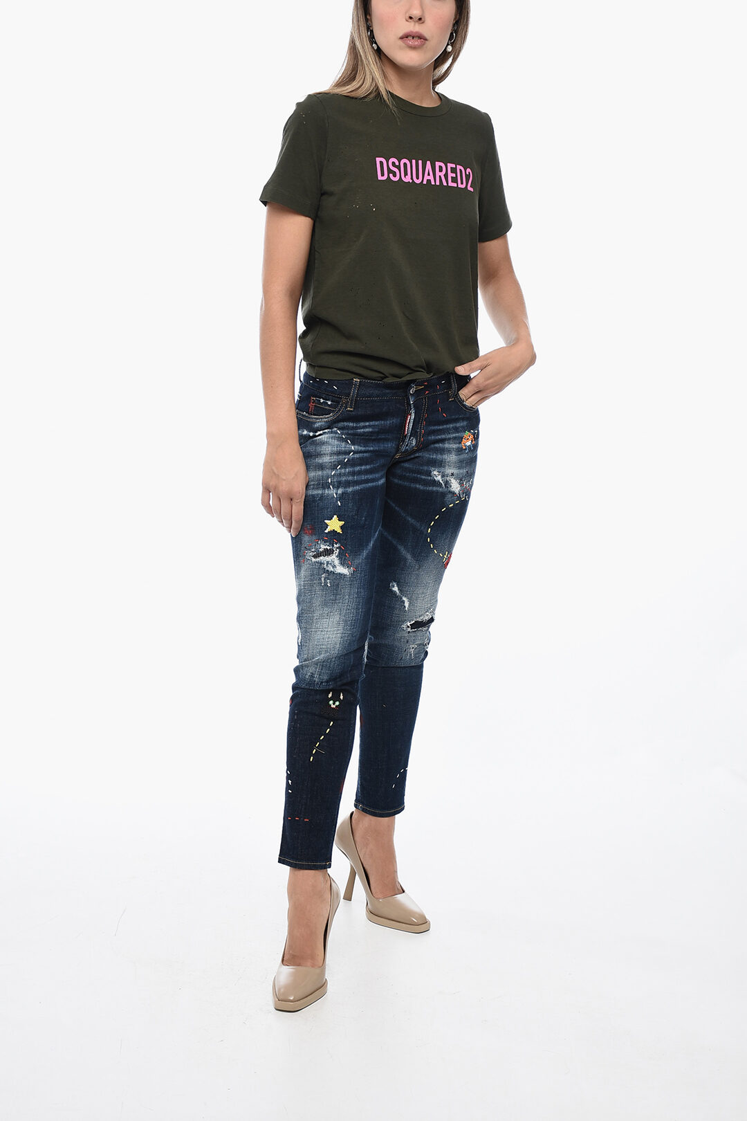 Dsquared2 Jeans Skinny Monster Maze con Ricami 14,5cm donna - Glamood ...