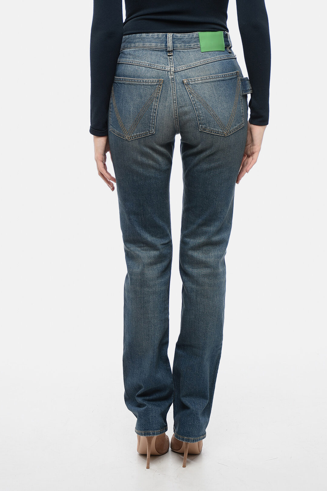 Bottega Veneta Jeans Slim Fit in Cotone Stretch con Passanti 16cm donna ...