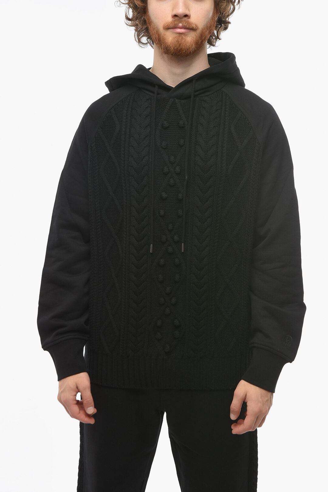 Neil Barrett Knitted HYBRID Hoodie with Jersey Sleeves and Hood men ...
