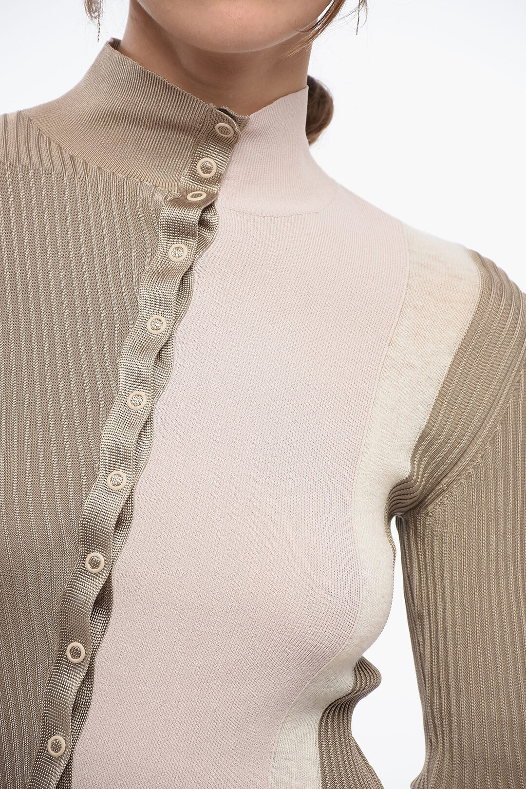 Fendi Knitted Silk Shirt Dress with Color Block Motif women - Glamood ...