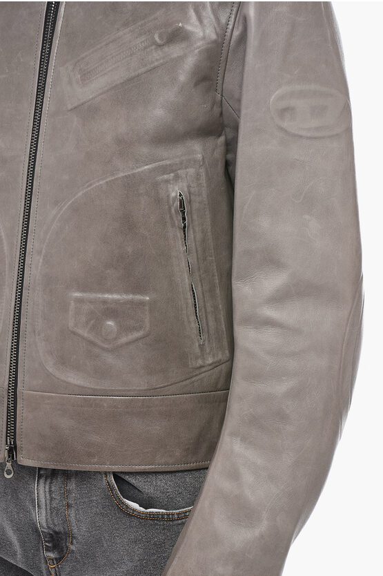 Diesel L-JOSH Leather Jacket with Mandarine Collar men - Glamood Outlet