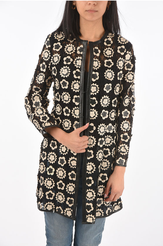 Caban Romantic Lace Overcoat with Embossed Leather Applications women ...