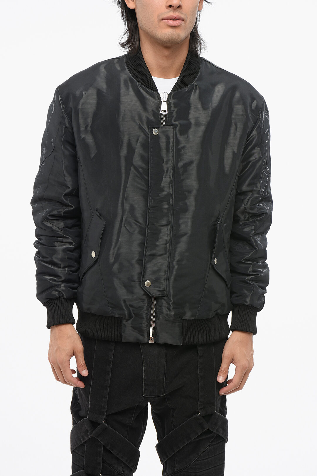 Balmain Laminated Fabric Bomber Jacket with Ribbed Edges men - Glamood ...