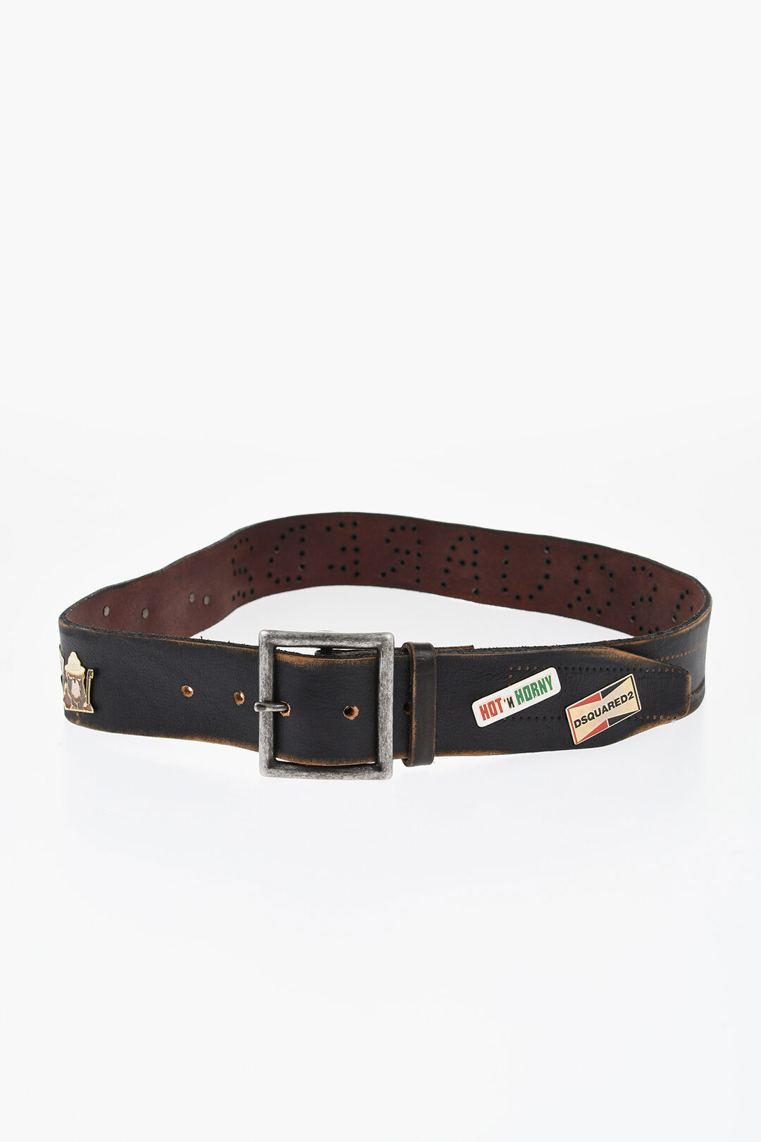 Dsquared2 Leather Belt with Studs and Metal Decorations 40mm men ...