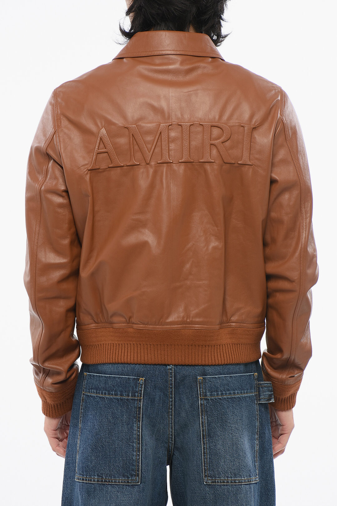 Amiri Leather Bomber Jacket with Embossed Logo men - Glamood Outlet