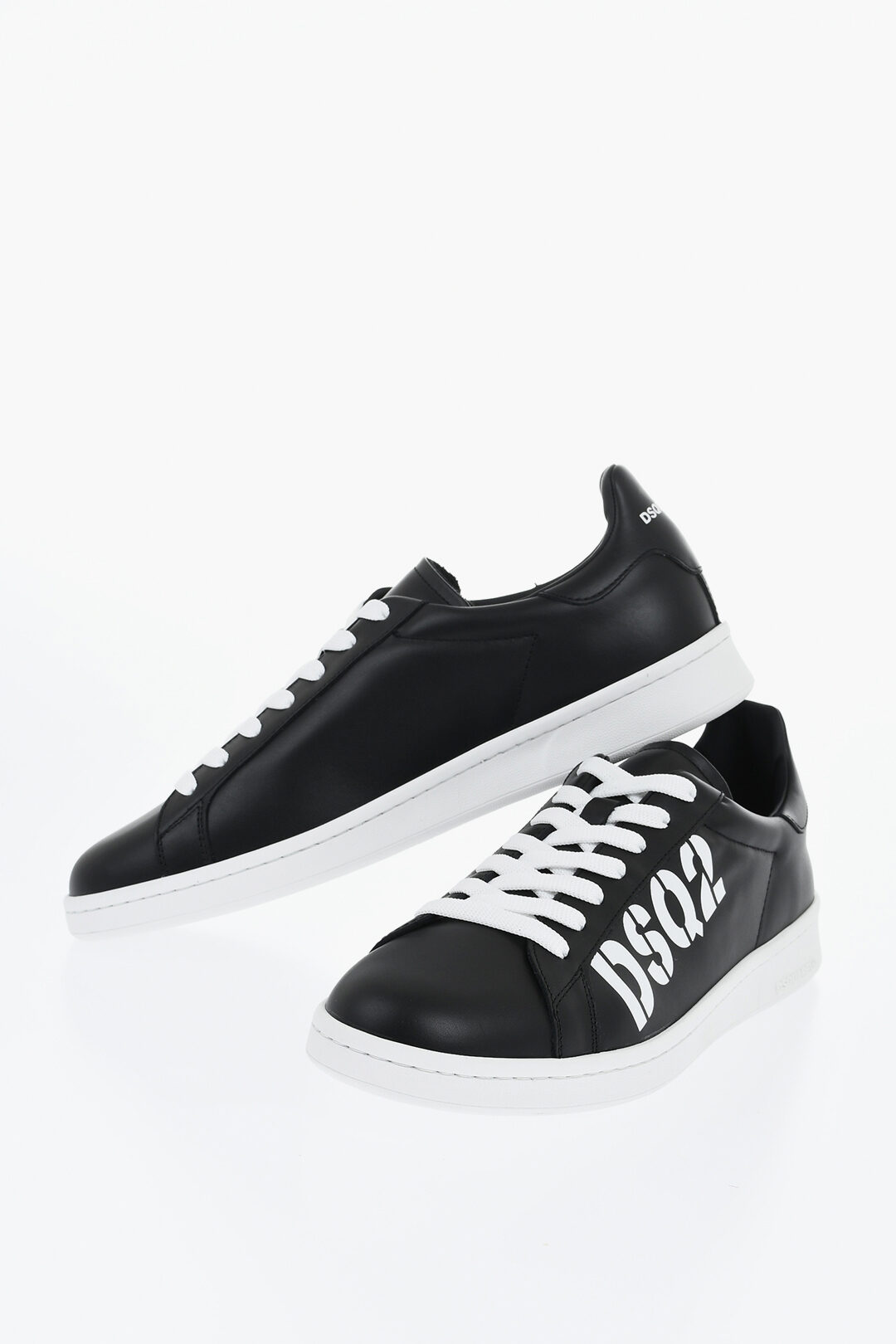 Dsquared2 Leather BOXER Low-Top Sneakers with Contrasting Monogram men ...