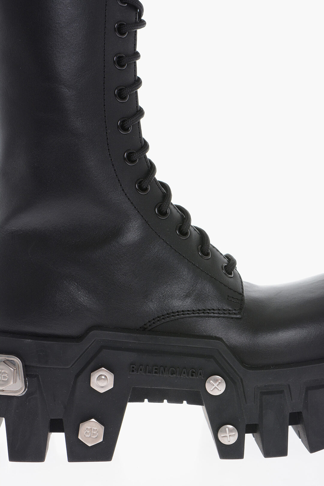 Balenciaga Leather BULLDOZER Combat Boots With Hardware Details women ...