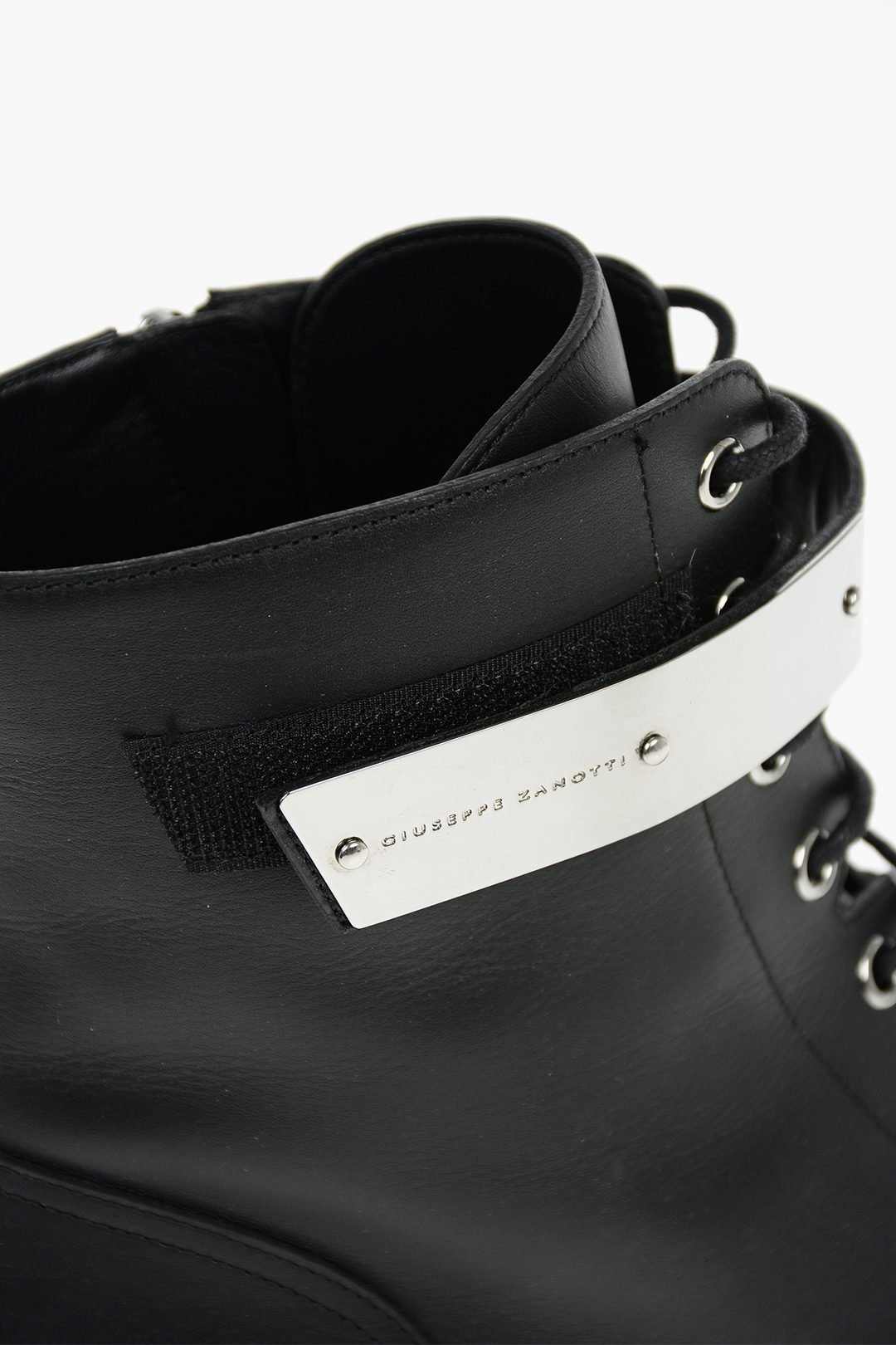 Giuseppe Zanotti Leather Combat Boots with Metal Strap Closure and Lug ...