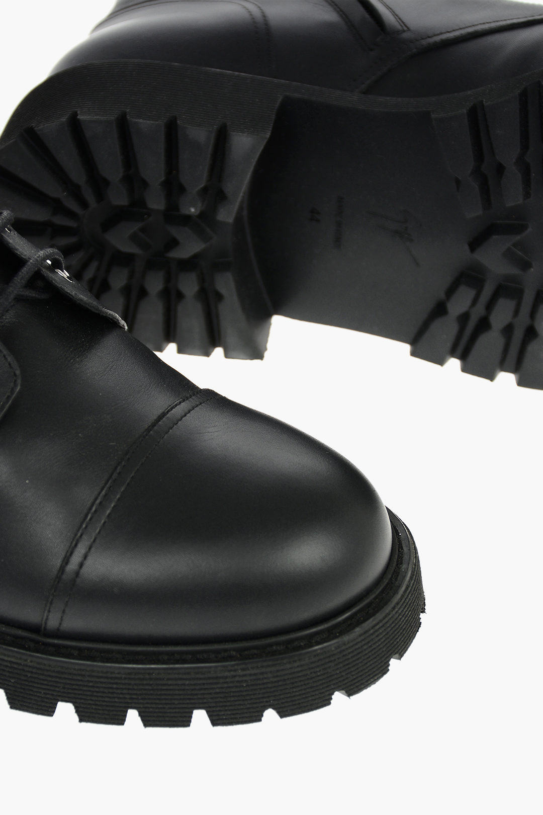 Giuseppe Zanotti Leather Combat Boots with Metal Strap Closure and Lug ...
