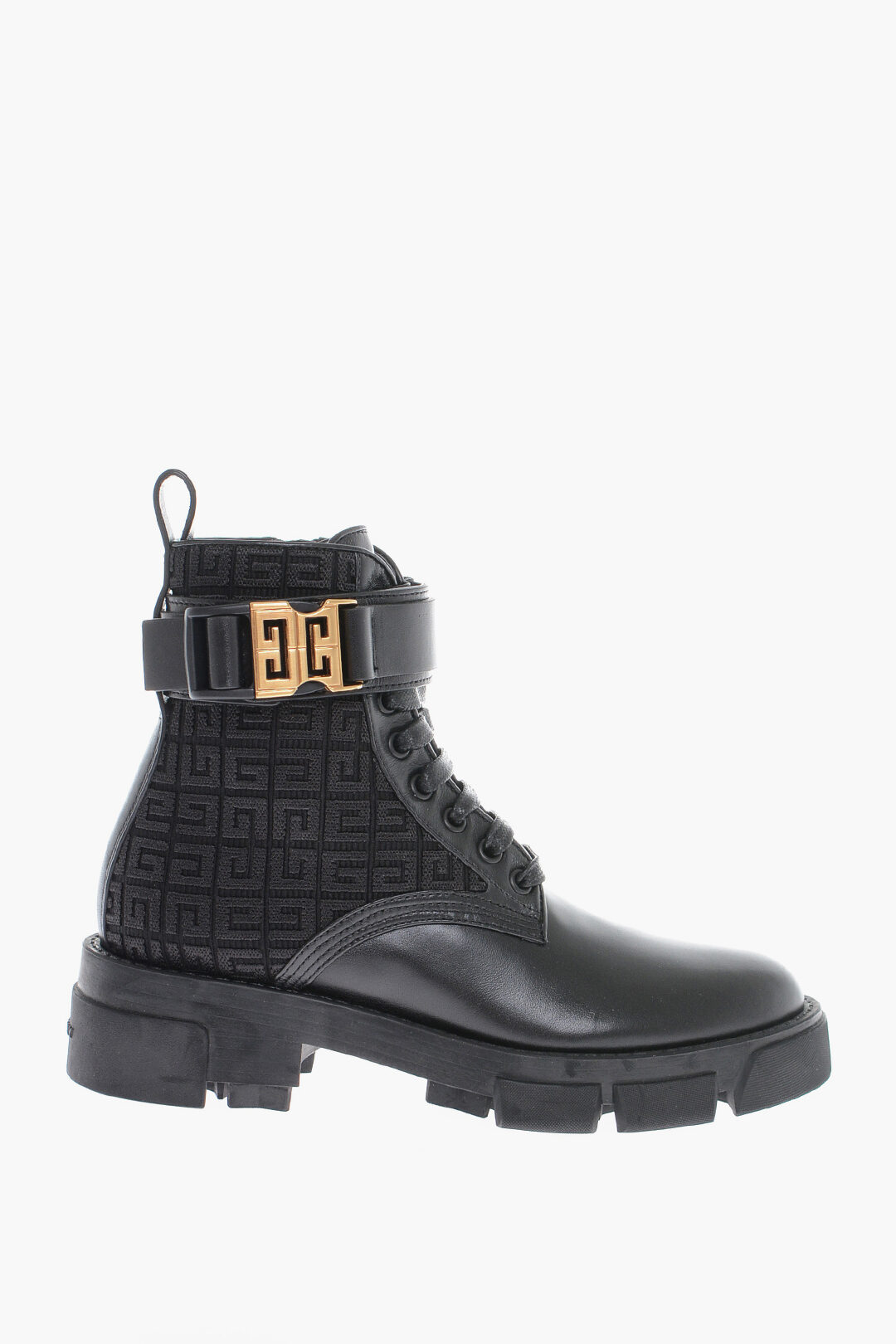 Givenchy Leather Combat Boots With Monogram Logo And Statement Buckle ...