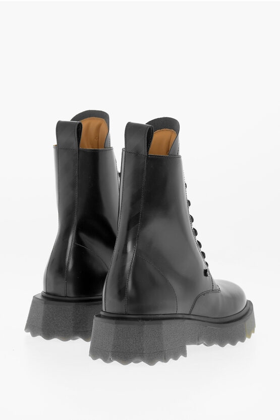 Off-White Leather Combat boots with Track Sole men - Glamood Outlet