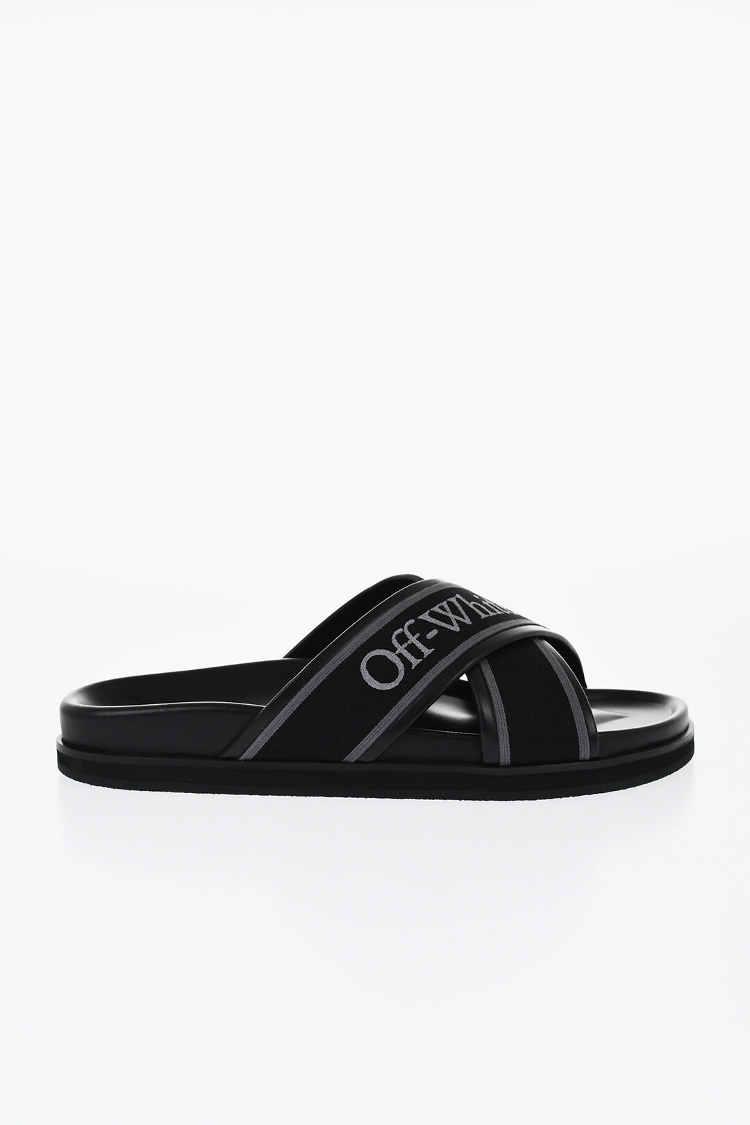 Off-White Leather Criss Cross CLOUD Logoed Slides men - Glamood Outlet