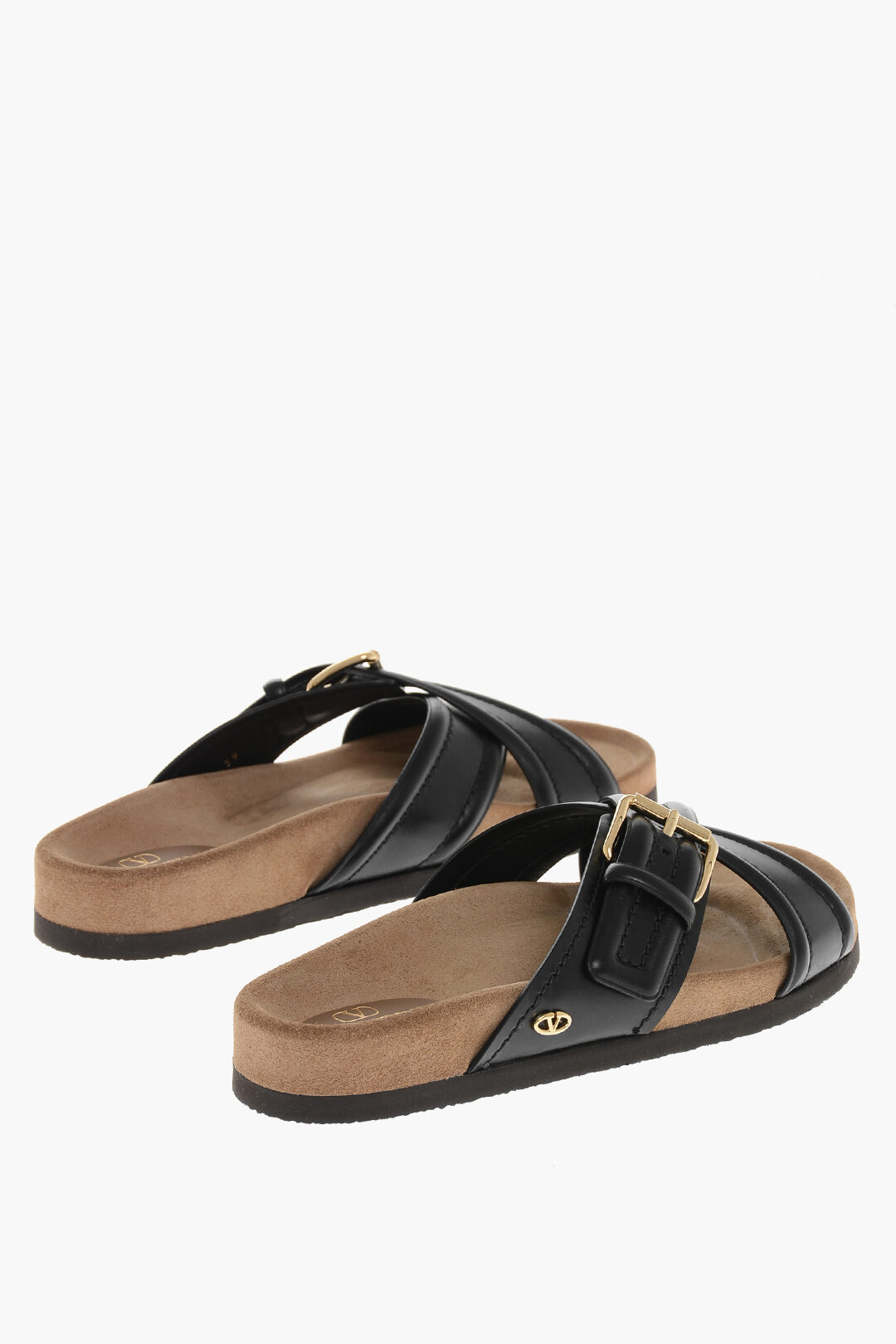 Valentino Leather Criss Cross Sliders with Rubber Sole women - Glamood ...