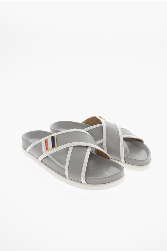 Thom Browne Leather CRISS CROSS Slides With Rubber Soles men - Glamood ...