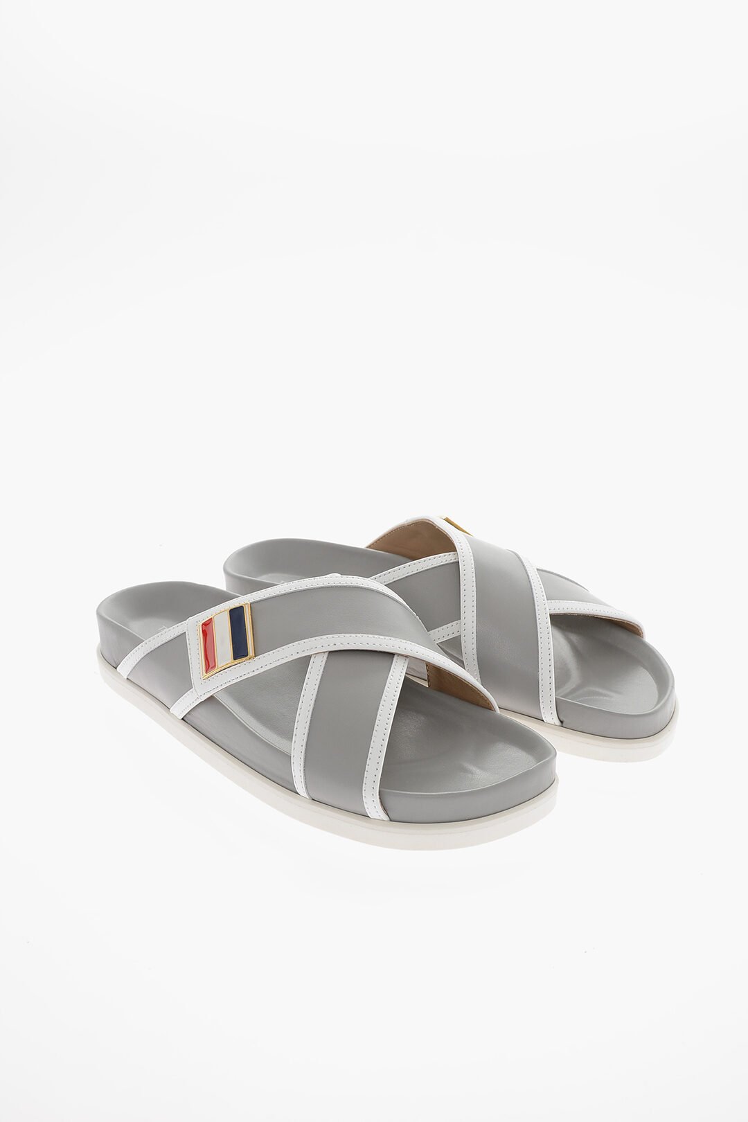 Thom Browne Leather CRISS CROSS Slides With Rubber Soles men - Glamood ...