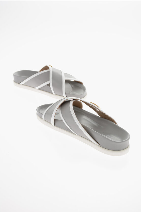 Thom Browne Leather CRISS CROSS Slides With Rubber Soles men - Glamood ...