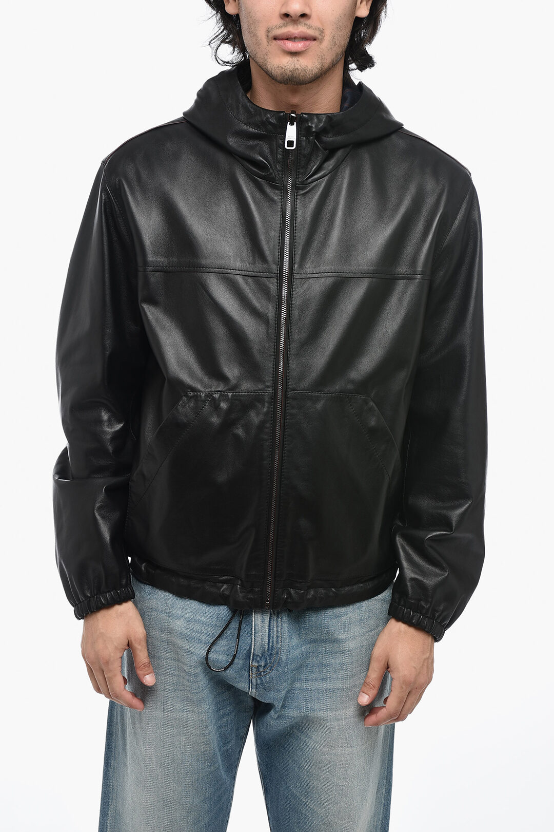 Dolce & Gabbana Leather Double-Face Bomber Jacket with Drawstring men ...