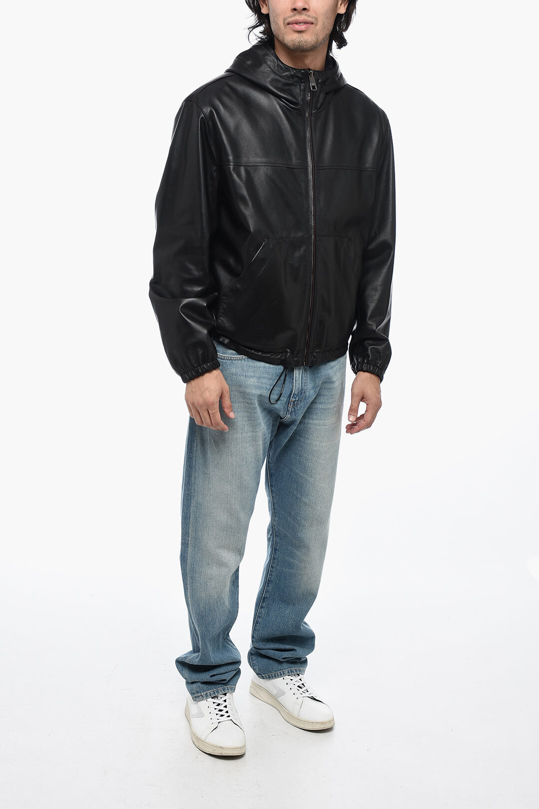 Dolce & Gabbana Leather Double-Face Bomber Jacket with Drawstring men ...