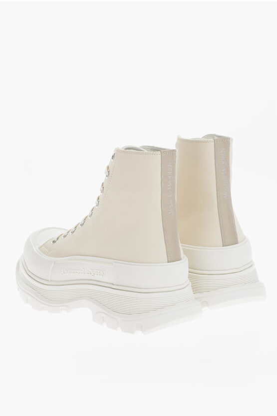 Alexander McQueen Leather High-Top Sneakers With Platform Soles men ...